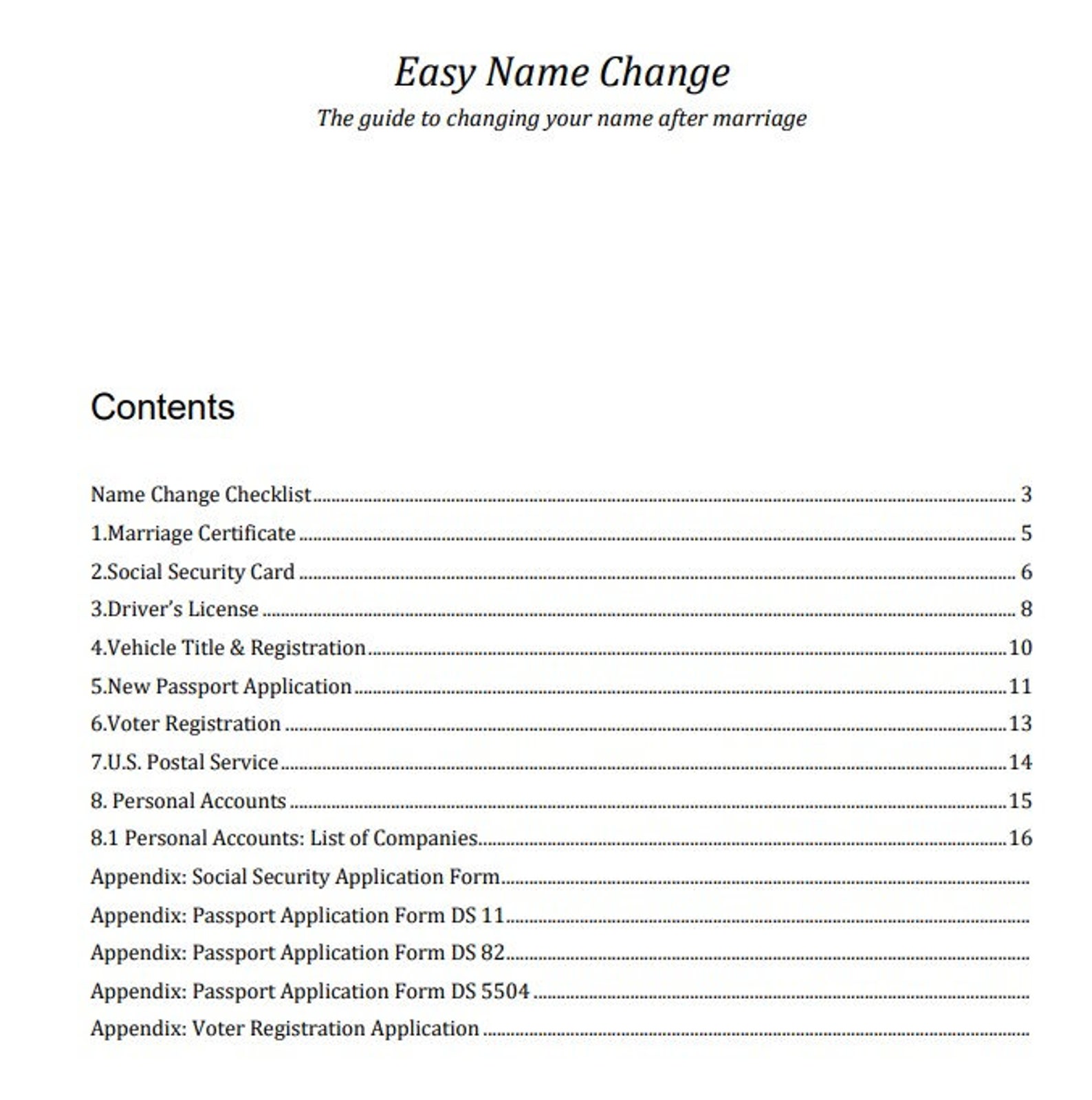 Newlywed Name Change Kit for USA, Marriage Name Change, Bride Name ...