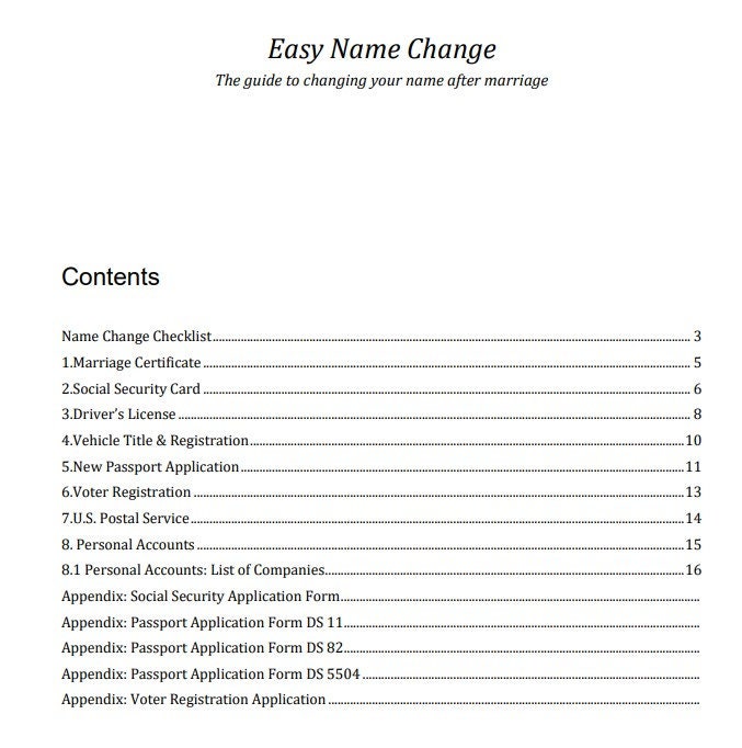 Newlywed Name Change Kit for USA, Marriage Name Change, Bride Name ...