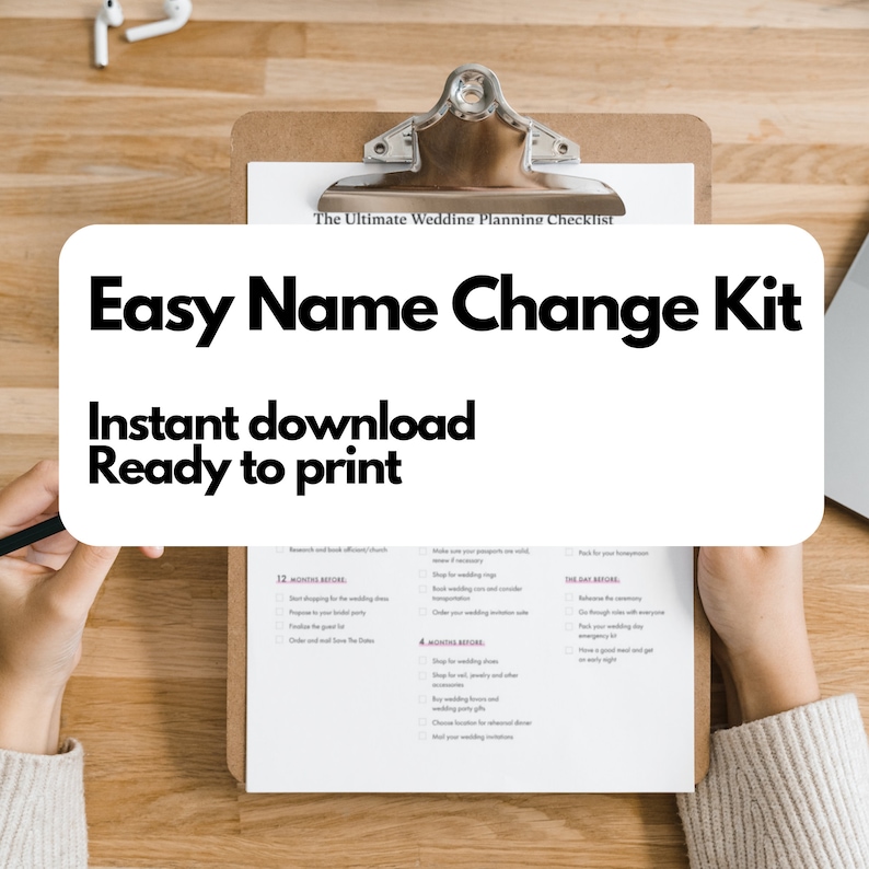 Bride Name Change Kit: US Checklist, Easy Guide (digital Download) - Etsy