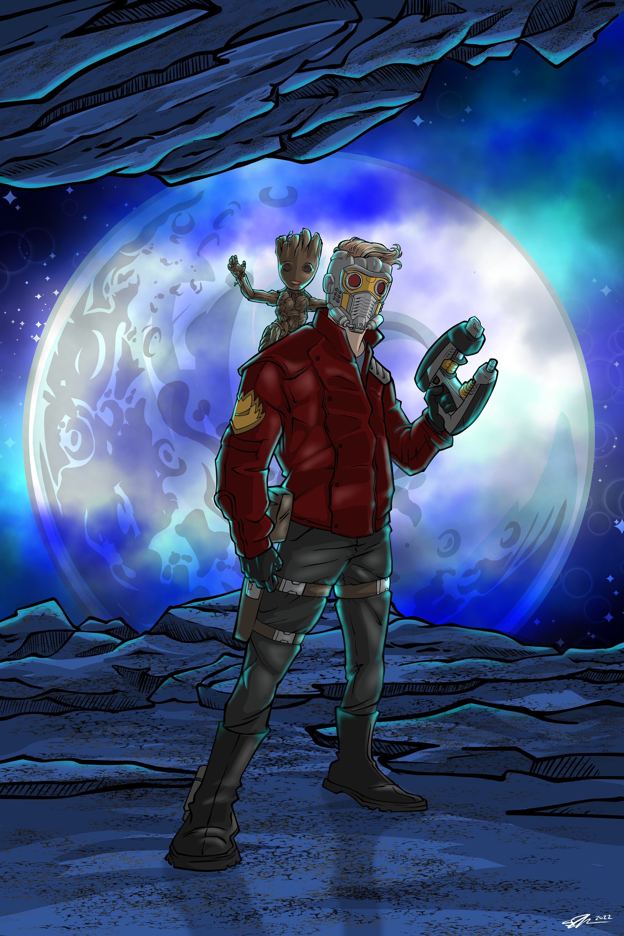 DIGITAL: Starlord and Baby Groot Fan Art - Etsy