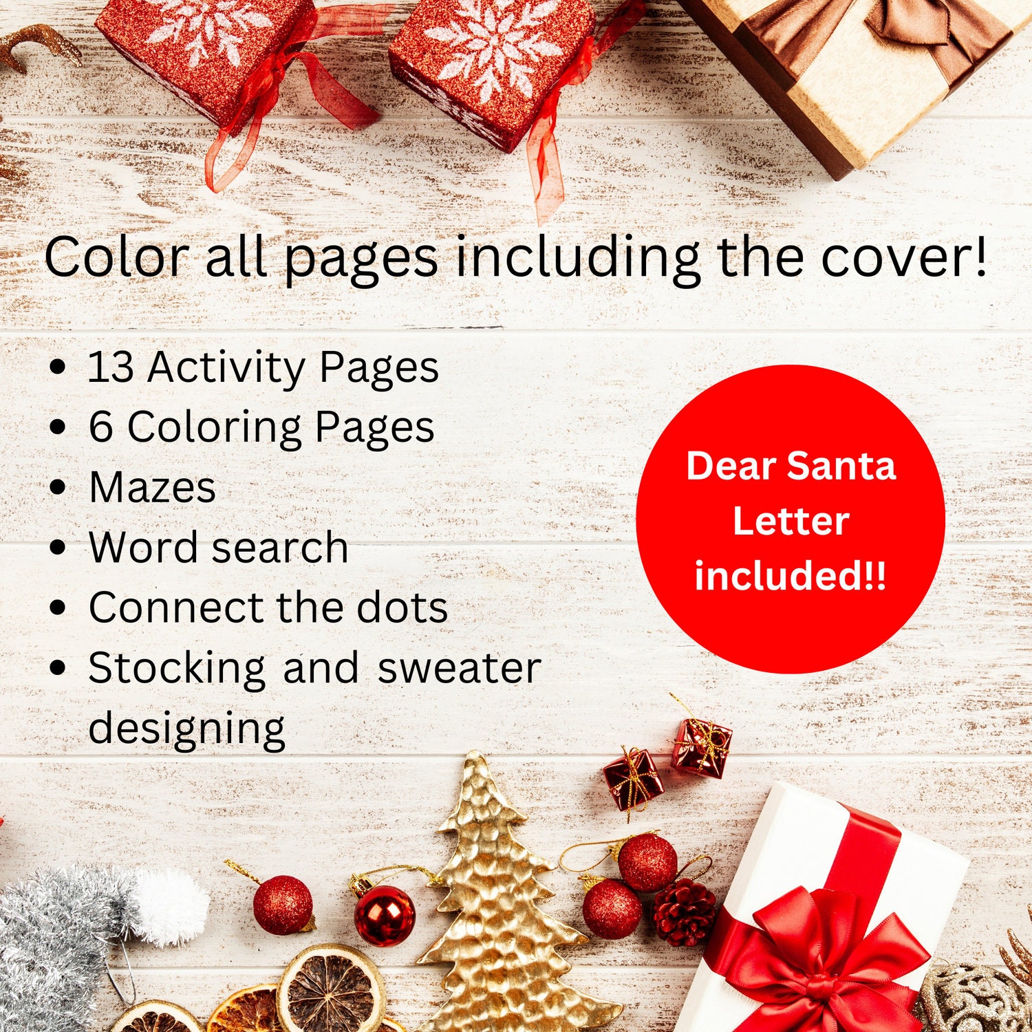 Christmas Activity Book Printable, Coloring Book, Christmas Coloring ...