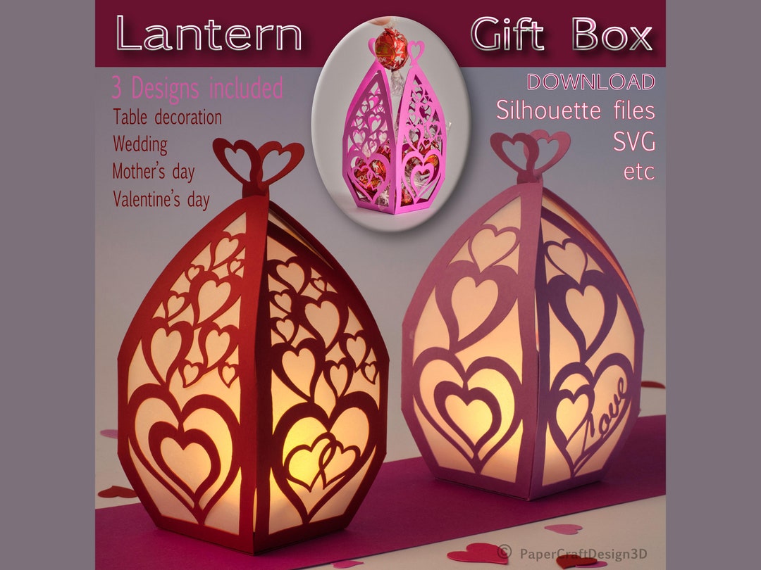 Lantern, Paper, Love, Heart - DIY - SVG Cutting Plotter File - Gift Box ...
