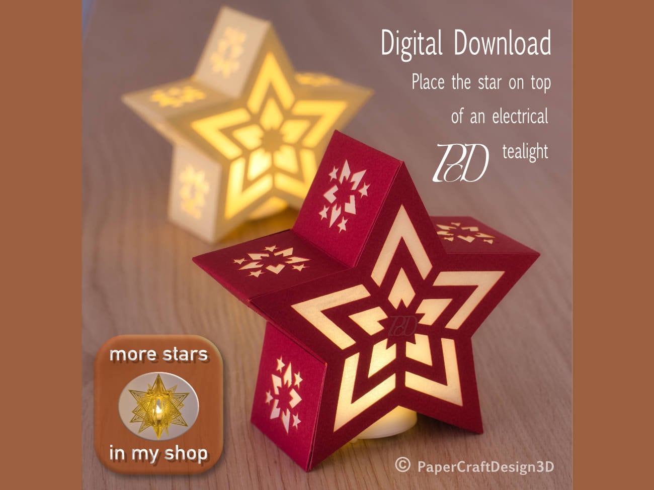 3D Star lantern, Christmas decoration, tealight SVG CUTTING FILE ...