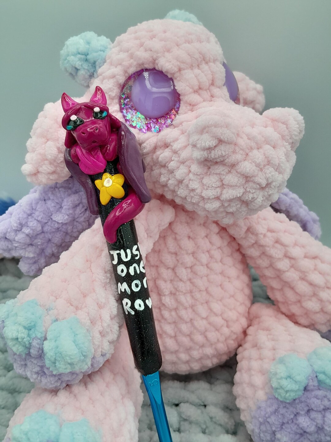 Just One More Row, Dragon Crochet Hook, Polymer Clay Crochet Hook ...