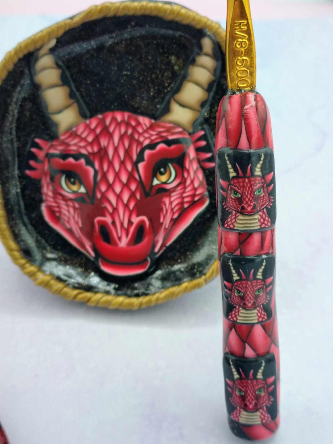 Dragon Crochet Hook, Polymer Clay Crochet Hook, Crochet Hook, Crochet ...