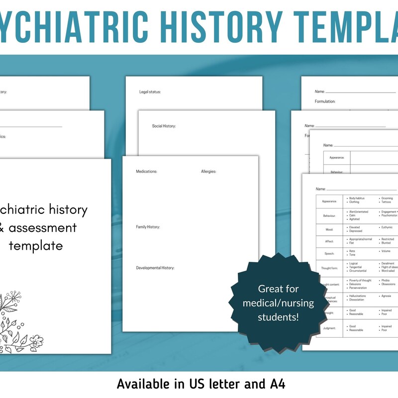 Health History Assessment Etsy