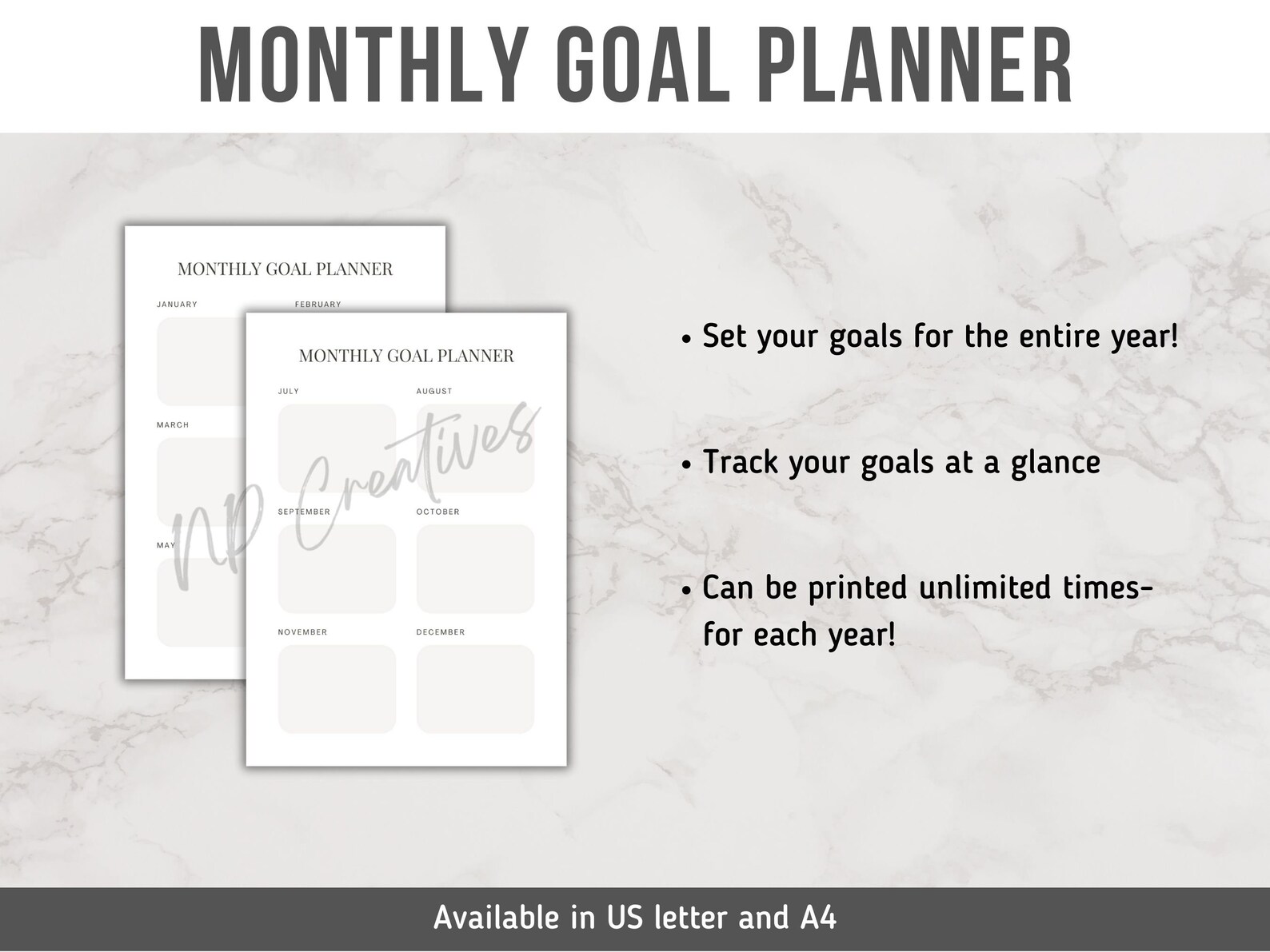 Goal Setting Planner, Daily Habit Tracker, Weekly and Monthly Goal ...