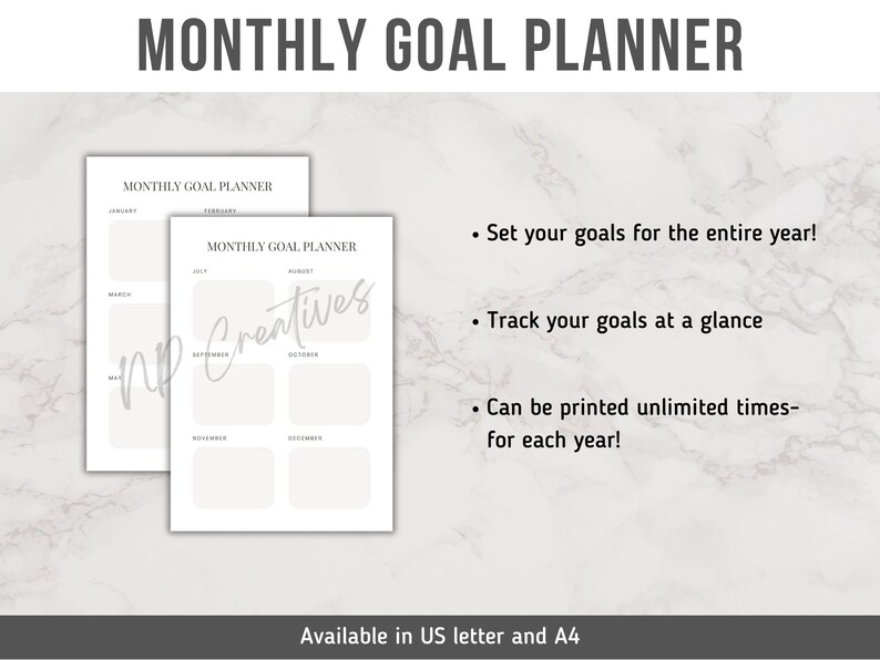 Goal Setting Planner, Daily Habit Tracker, Weekly and Monthly Goal ...