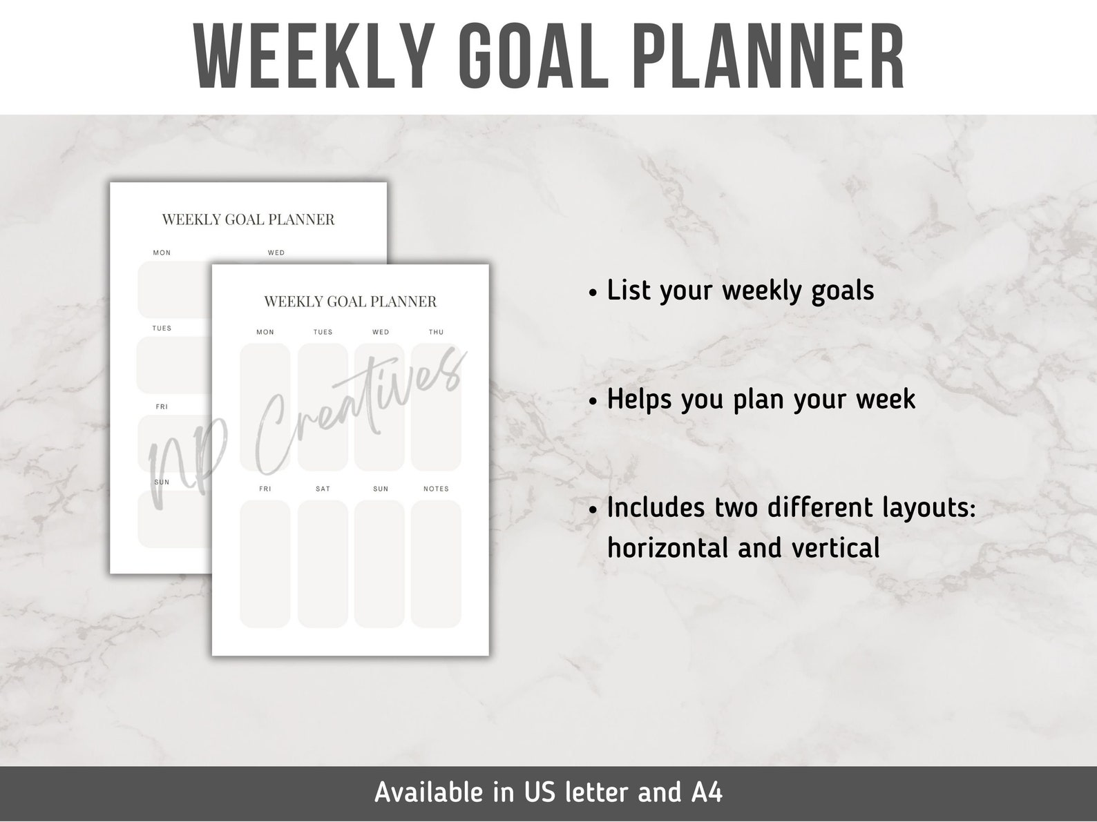 Goal Setting Planner, Daily Habit Tracker, Weekly and Monthly Goal ...