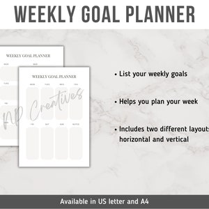 Goal Setting Planner, Daily Habit Tracker, Weekly and Monthly Goal ...