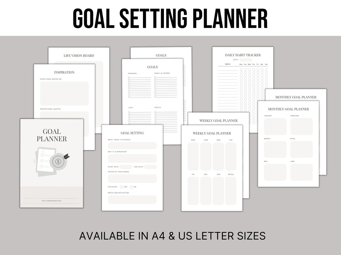 Goal Setting Planner Daily Habit Tracker Weekly and Monthly - Etsy