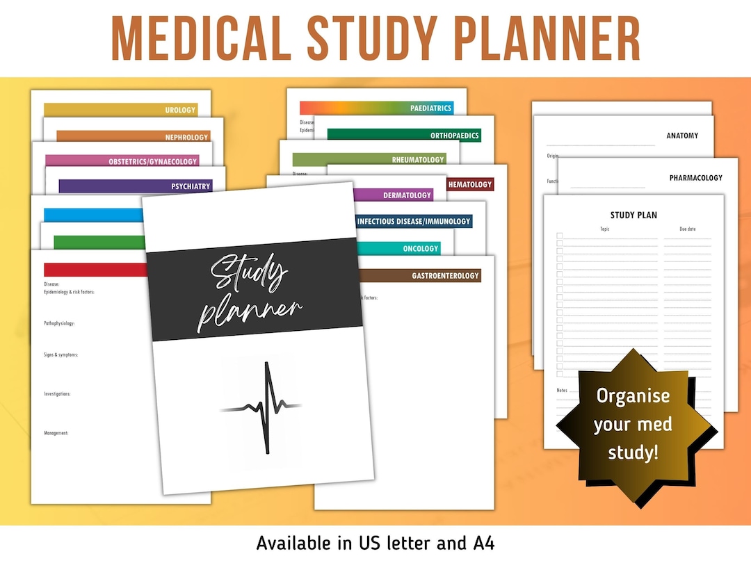 Medical School Study Planner: A4/letter Printable (PDF Download) - Etsy