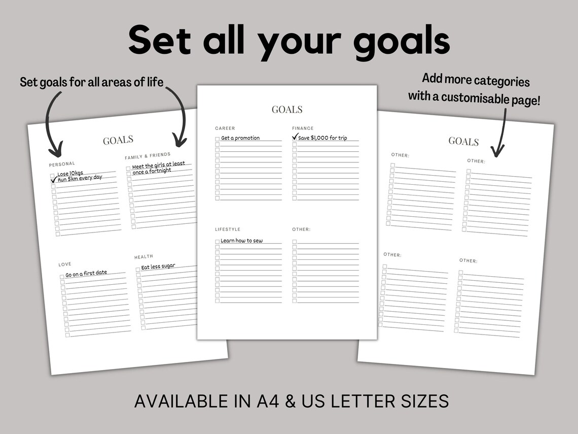 Goal Setting Planner Daily Habit Tracker Weekly and Monthly - Etsy