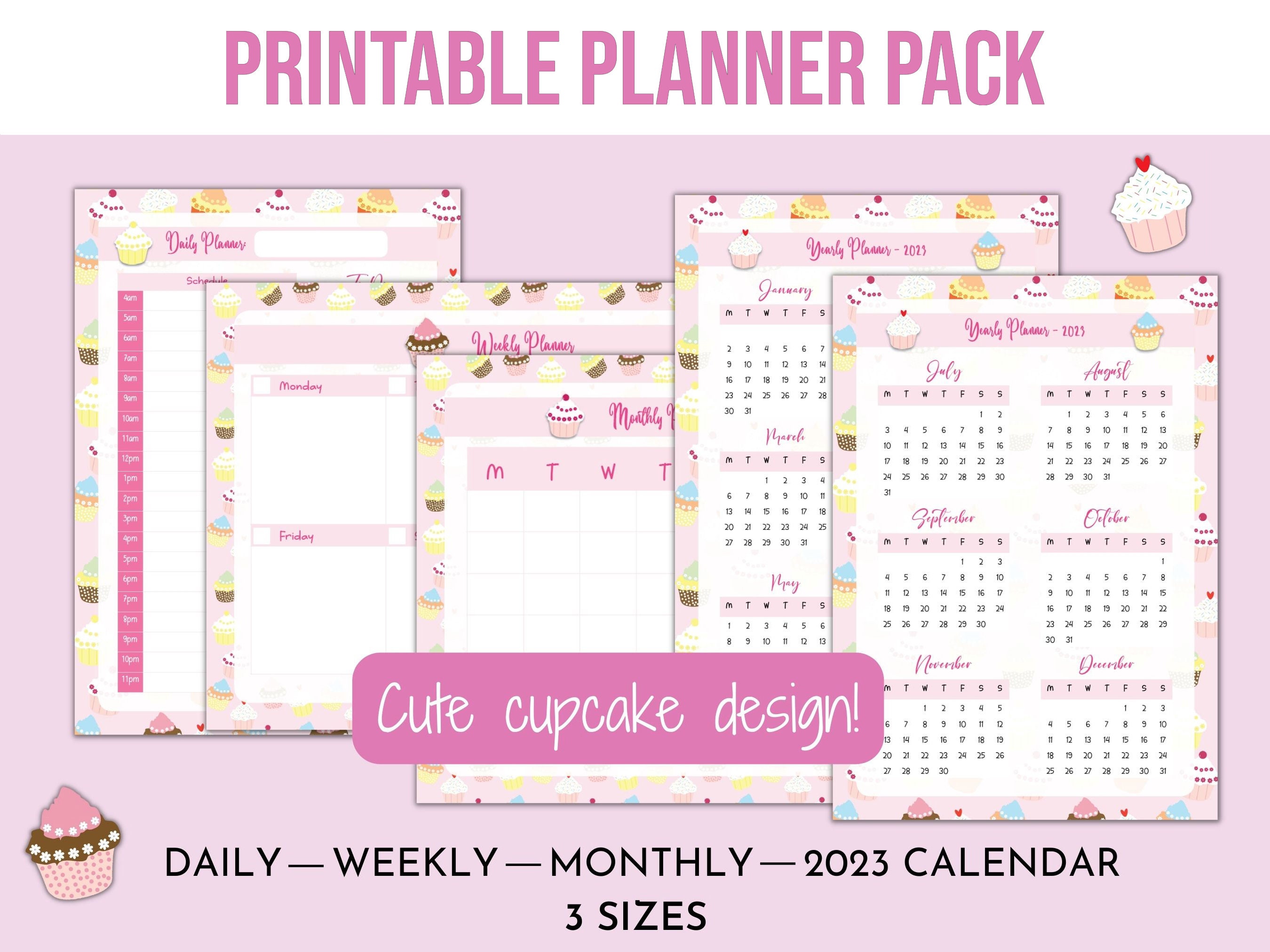 Cute Kawaii Cupcake Printable Planner Set: Daily Weekly - Etsy