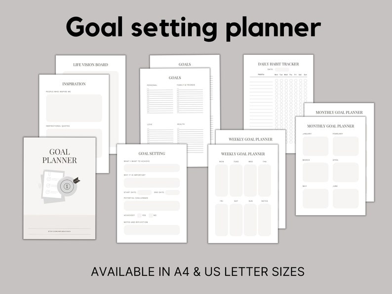 Goal Setting Planner Daily Habit Tracker Weekly and Monthly - Etsy