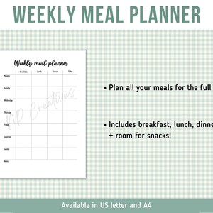 Grocery List and Weekly Meal Planner, Food Shopping List, Printable and ...