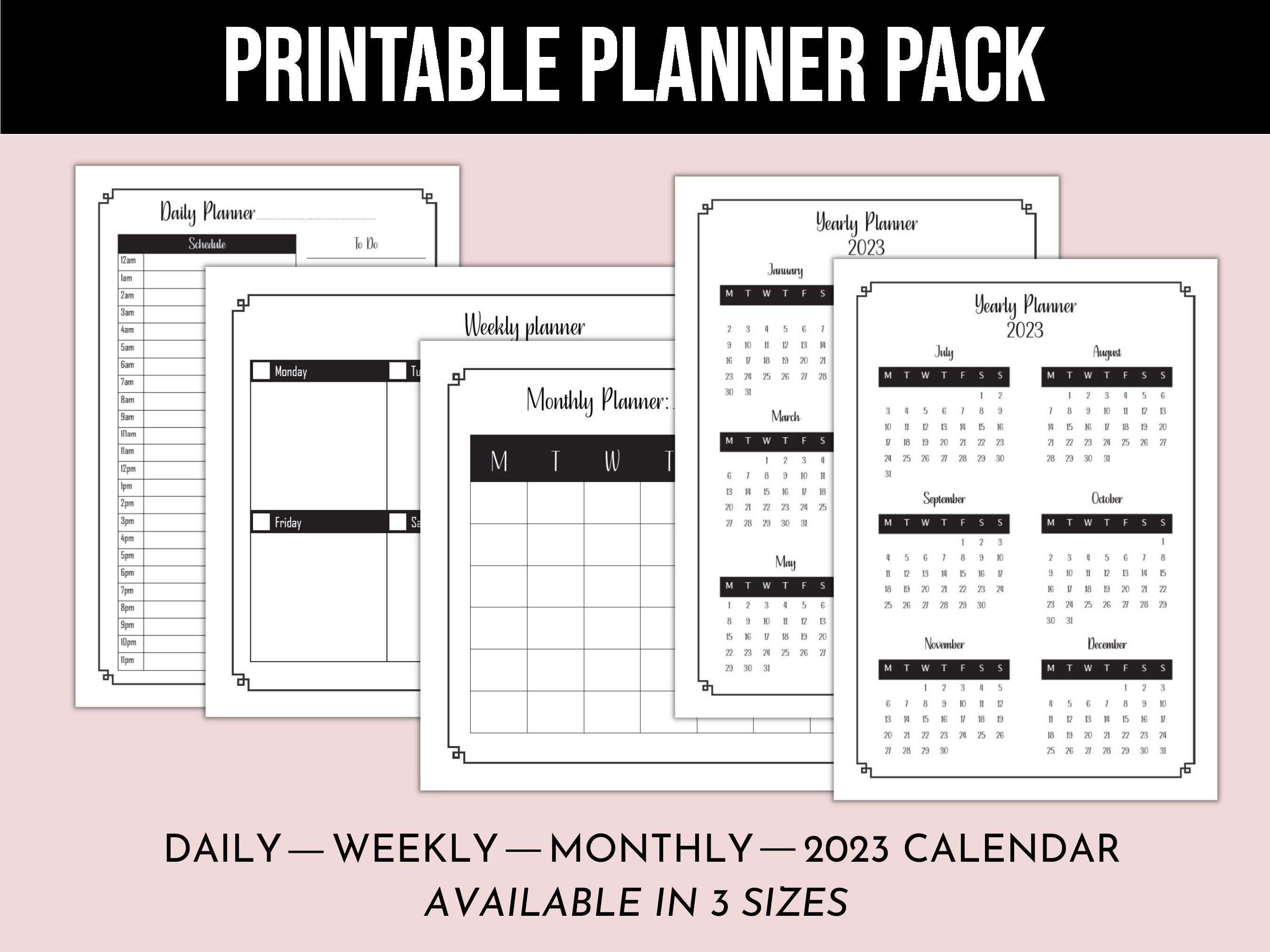 Simple Minimalist Printable Planner Set: Daily, Weekly, Monthly Planner ...