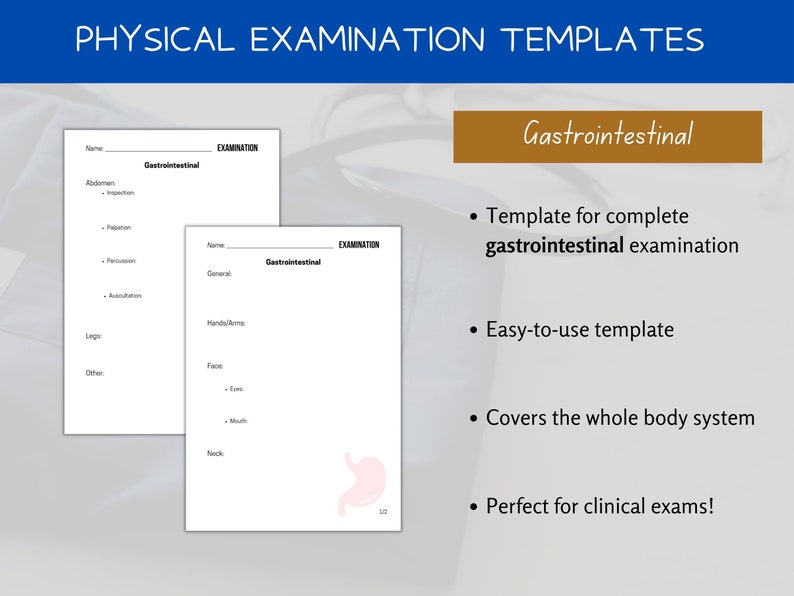 Medical History and Physical Examination Templates Medical - Etsy