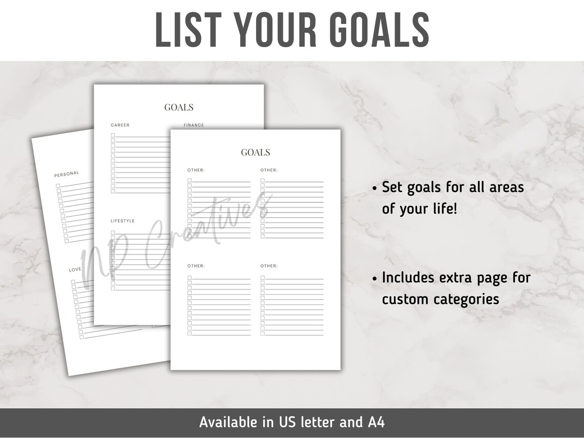 Goal Setting Planner, Daily Habit Tracker, Weekly and Monthly Goal ...