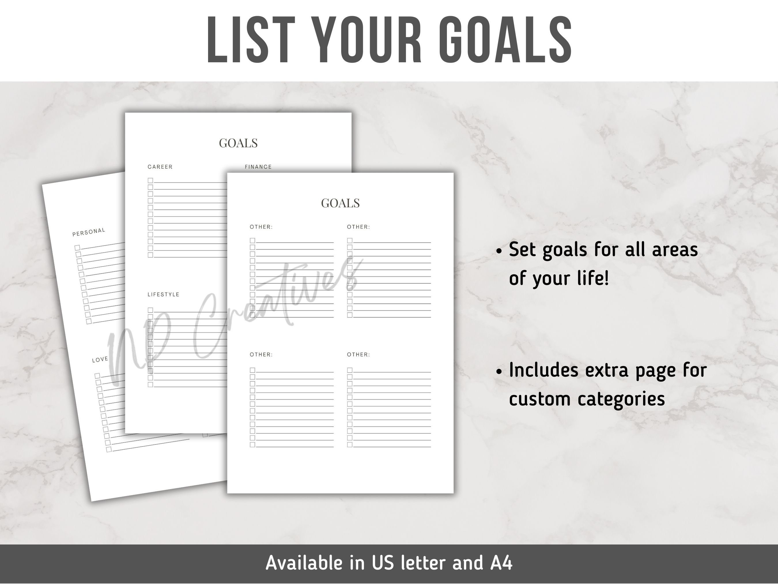 Goal Setting Planner, Daily Habit Tracker, Weekly and Monthly Goal ...