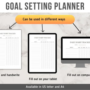 Goal Setting Planner, Daily Habit Tracker, Weekly and Monthly Goal ...