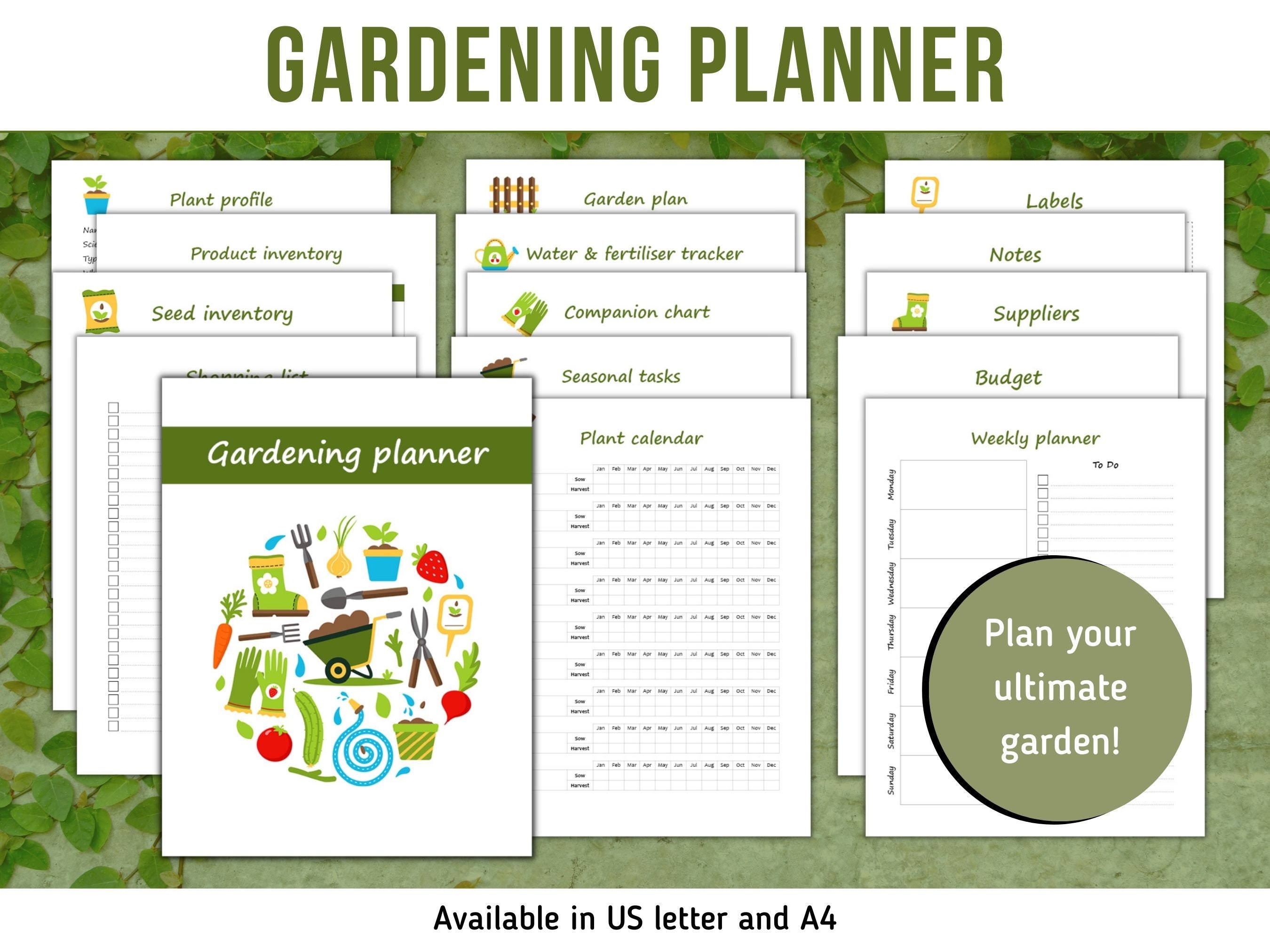 Garden Planner Printable Gardening Journal Plant Tracker - Etsy