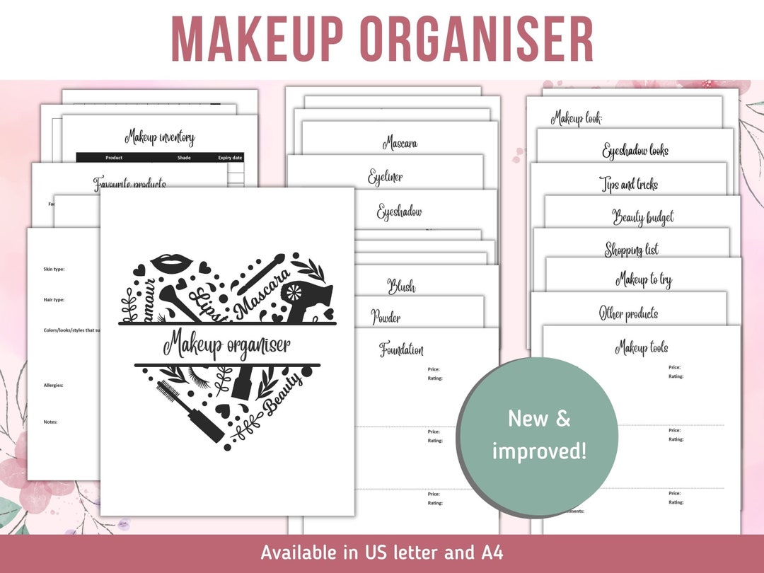 Makeup Collection Tracker, Beauty Organiser Planner, Declutter Makeup ...
