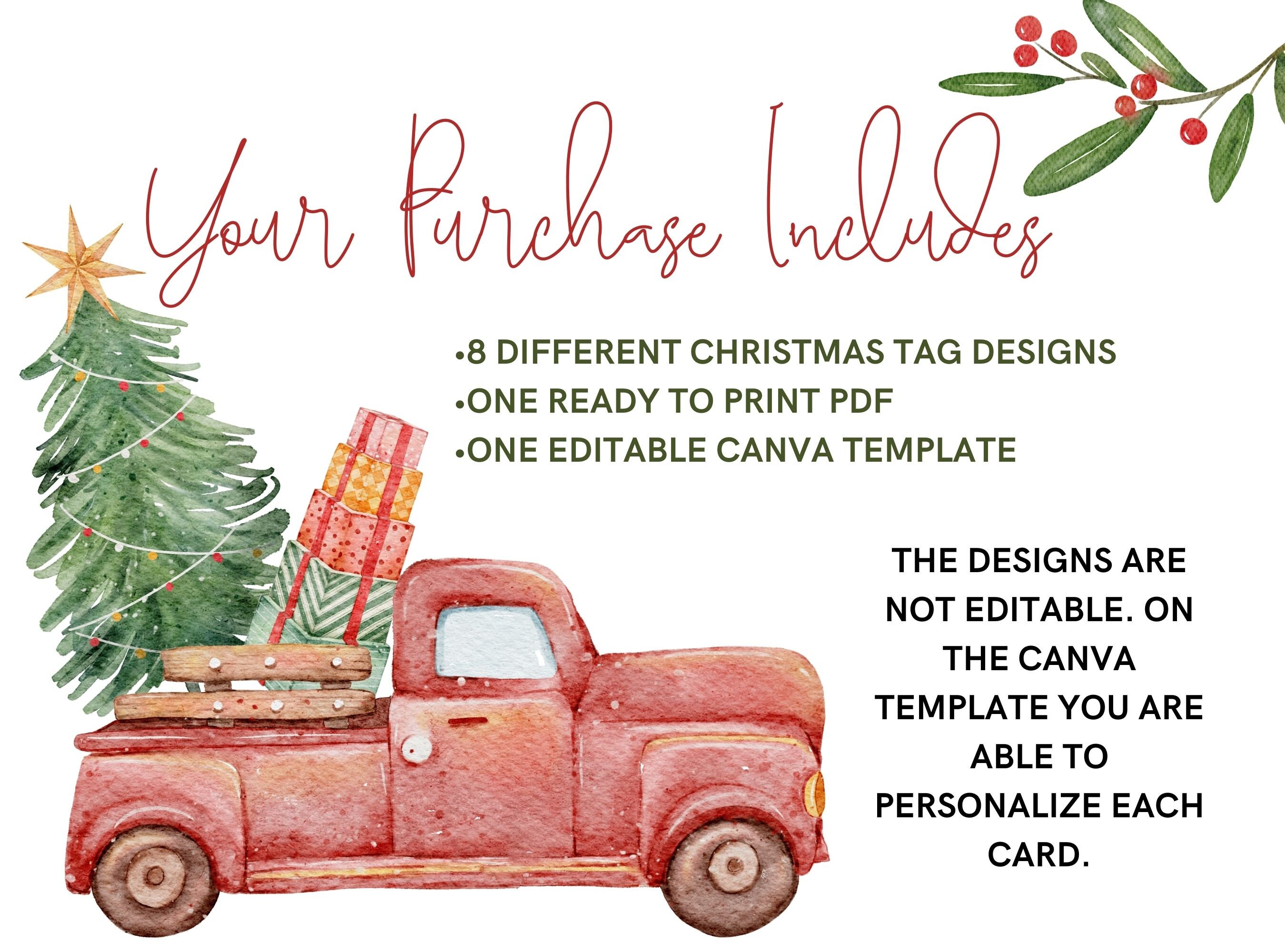 Editable Christmas Favor Cards, Printable Christmas Gift Tags ...