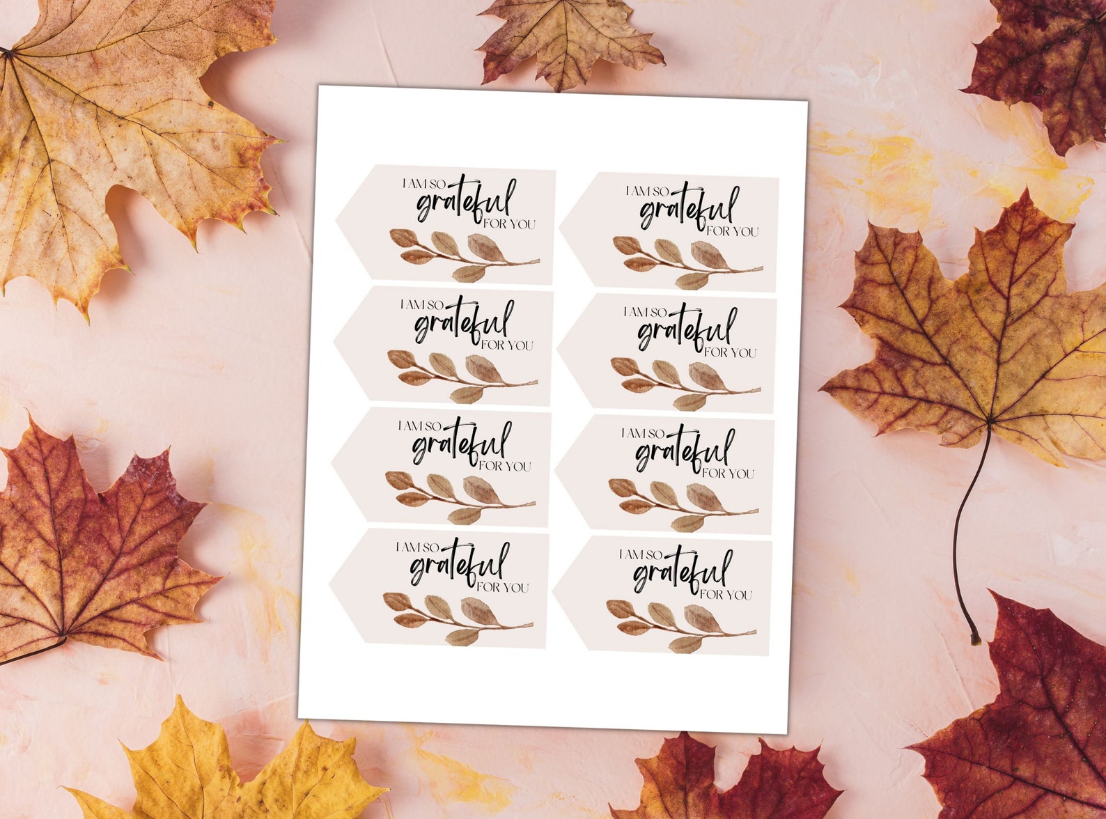Thanksgiving Gift Tag Printable, Grateful for You Gift Tag, Fall Gift ...