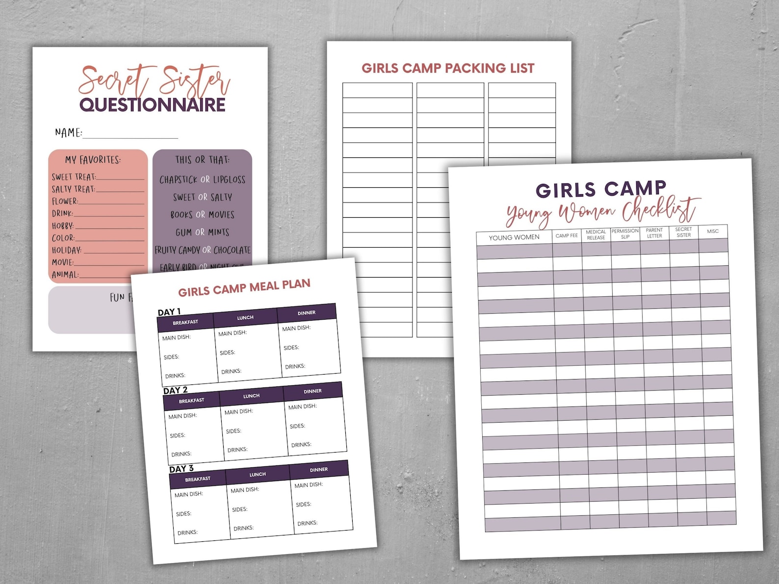 LDS Young Women, Girls Camp Planner, YW Binder, Young Women Planner ...