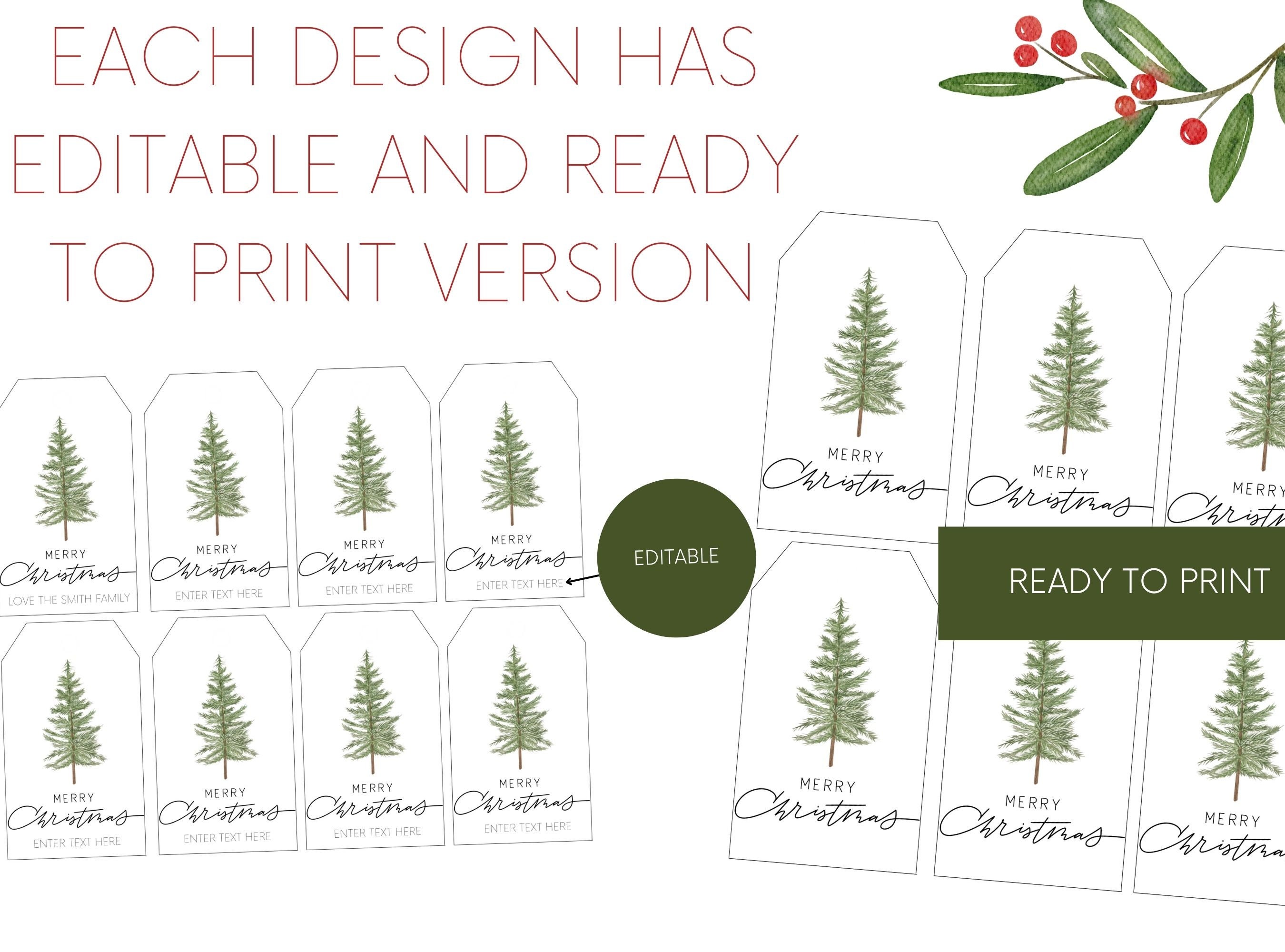 Editable Christmas Favor Cards, Printable Christmas Gift Tags ...