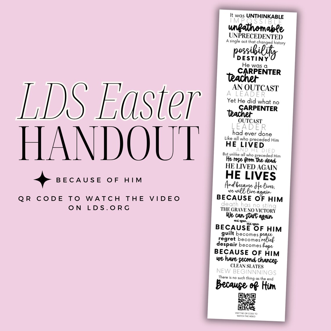 LDS Easter Handout, LDS Ministering Gift, LDS Young Women, Relief ...