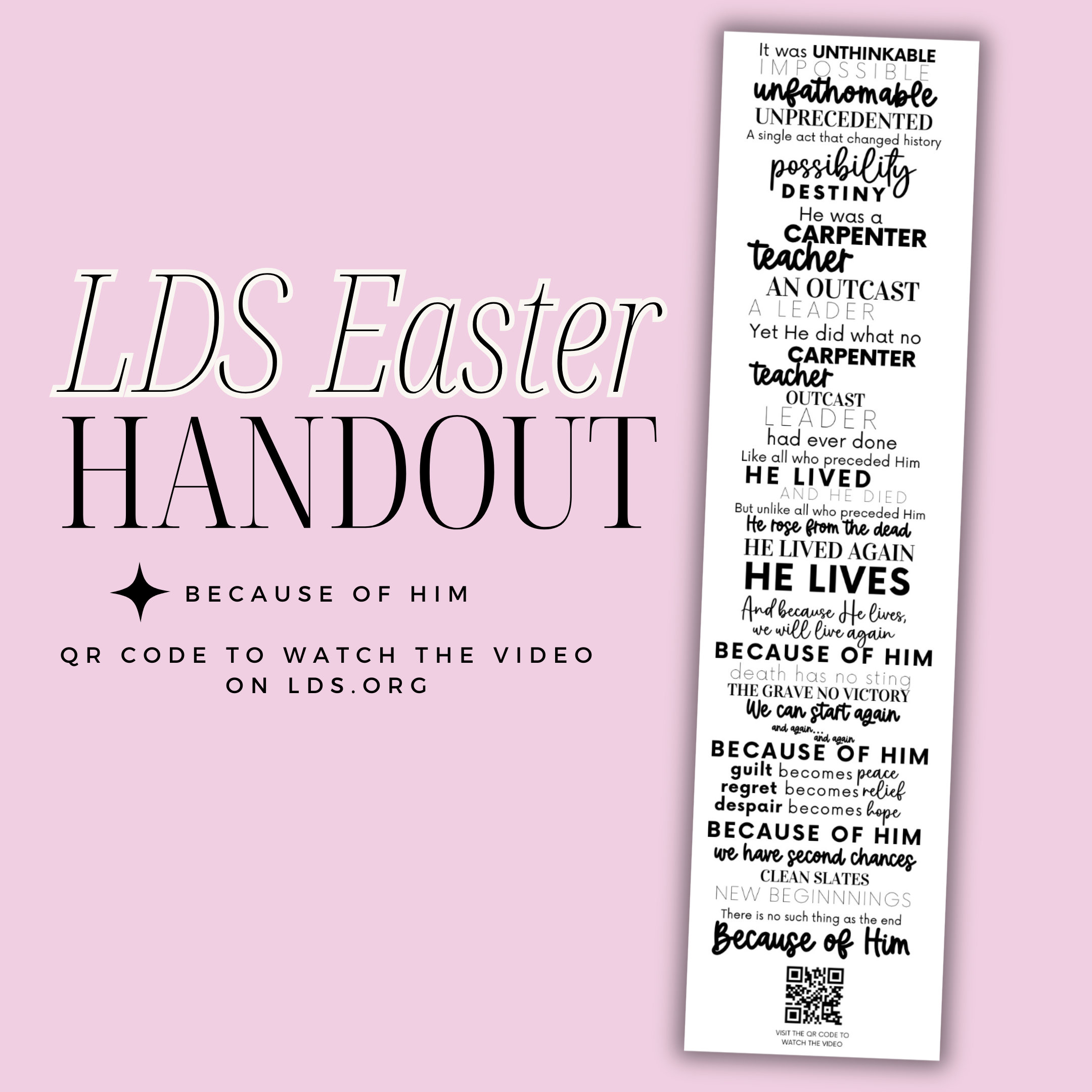 LDS Easter Handout, LDS Ministering Gift, LDS Young Women, Relief Society, Easter Gift Tag ...