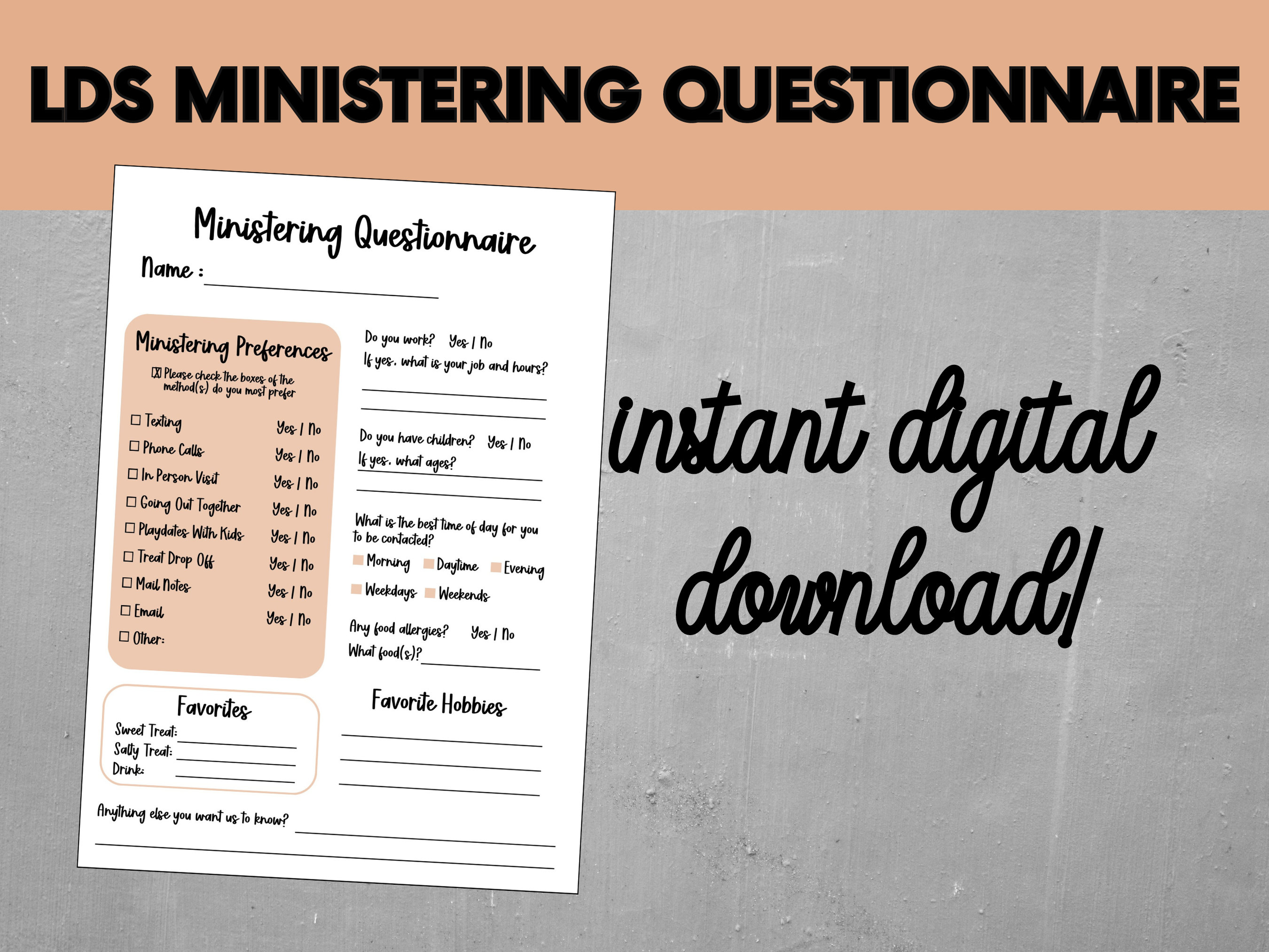 LDS Relief Society Ministering Questionnnaire, Relief Society ...