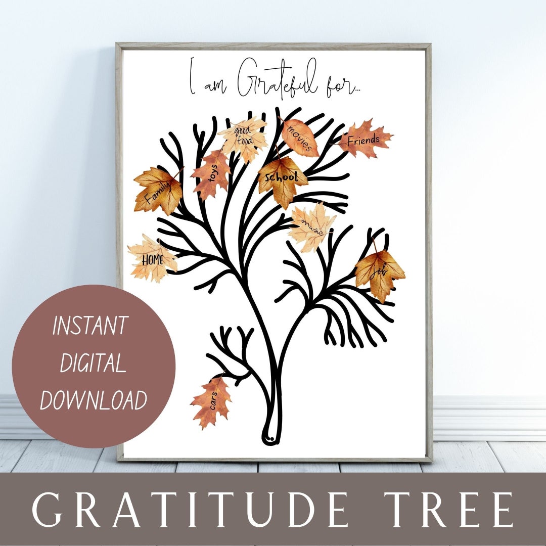 Gratitude Tree, Grateful, Thankful Tree, Thanksgiving Print ...