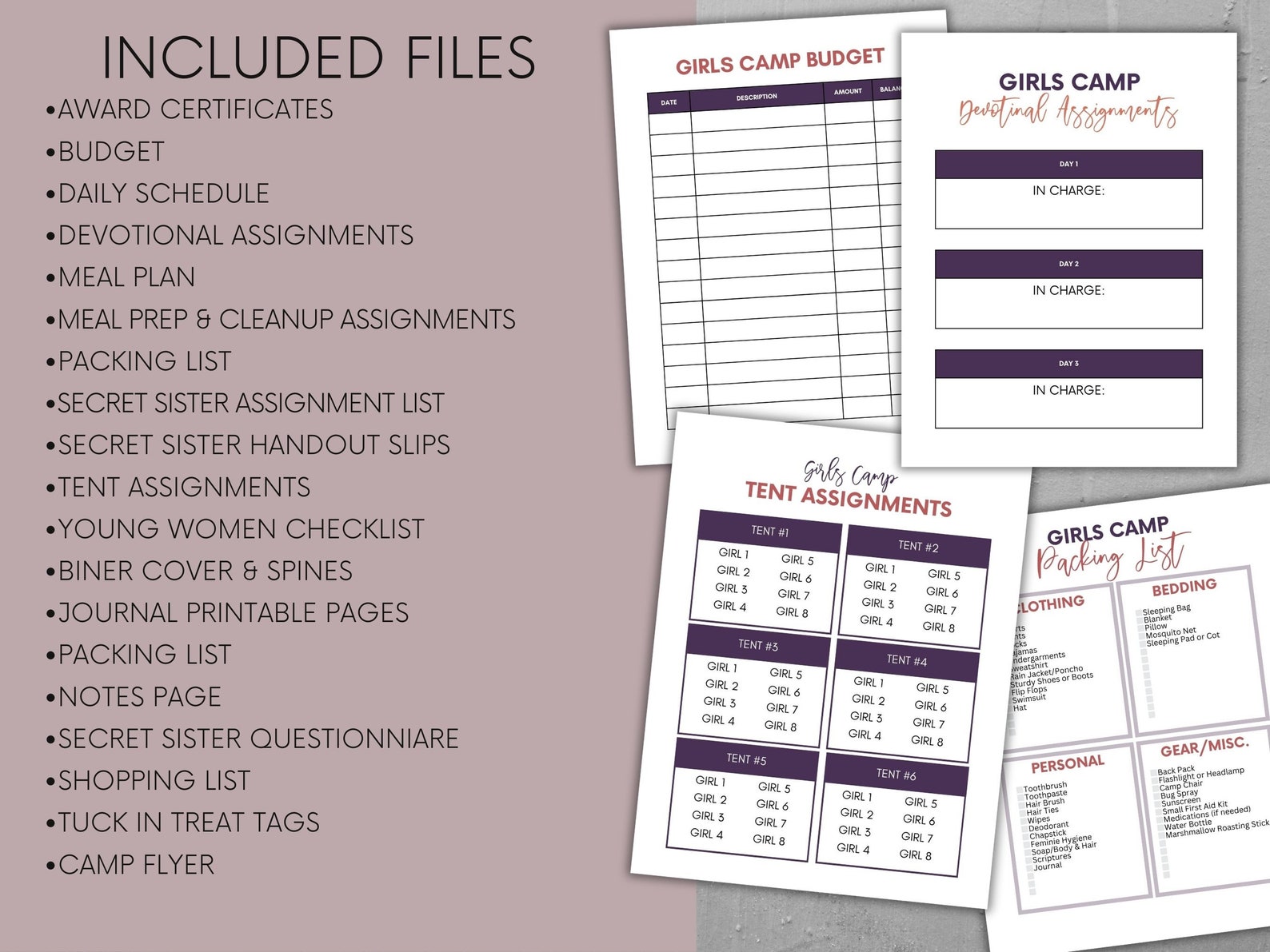 LDS Young Women, Girls Camp Planner, YW Binder, Young Women Planner ...