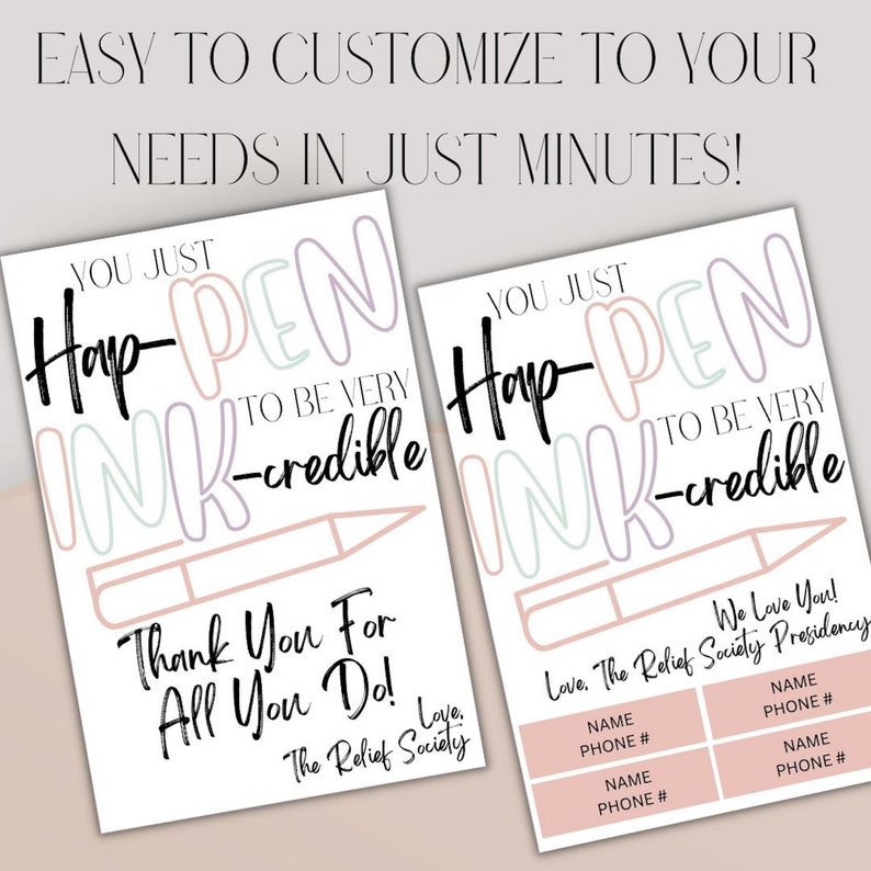 Pen Gift Tag, Thank You Gift, Hap-pen to Be Ink-credible, Relief ...