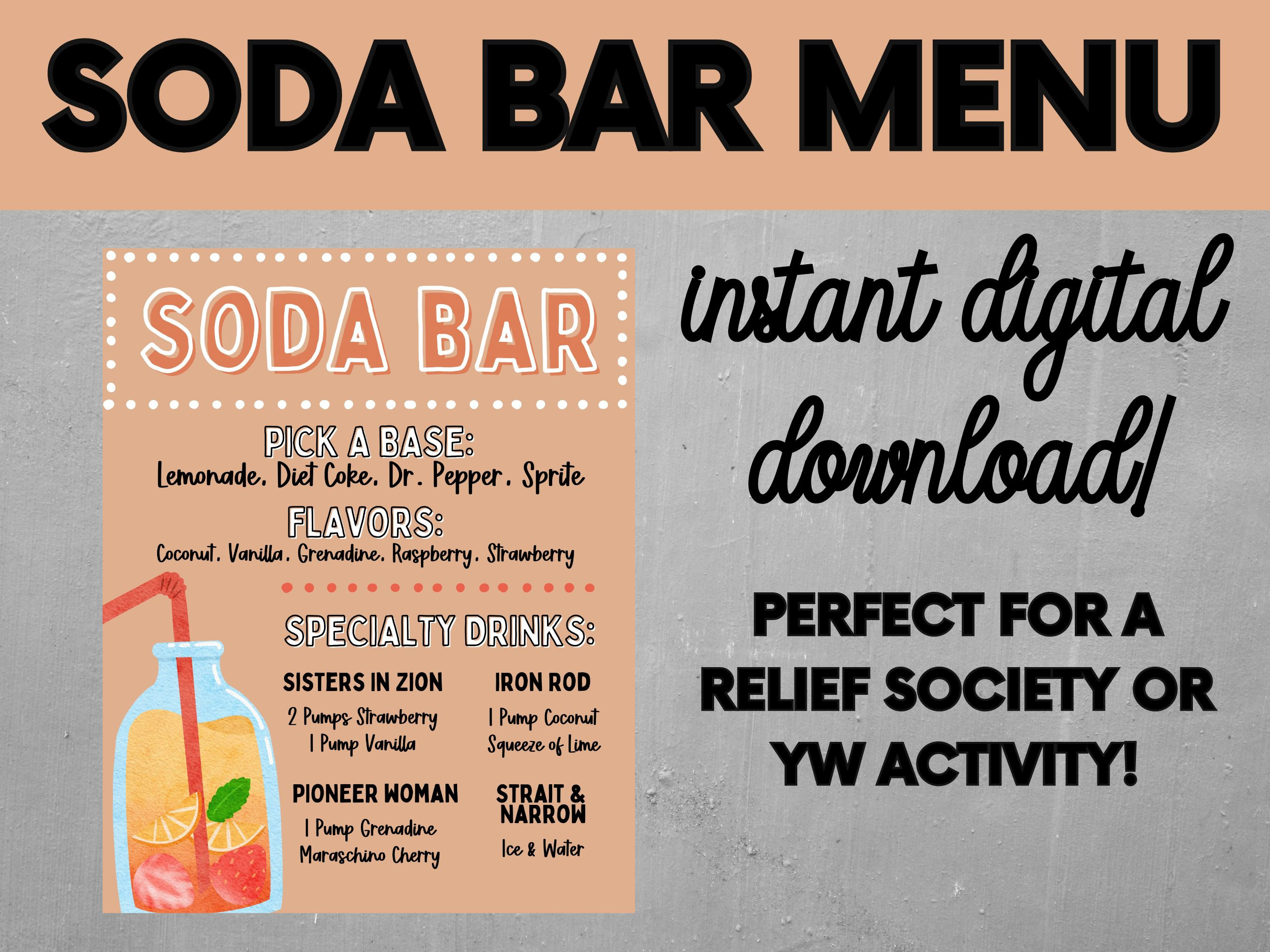 Soda Bar Menu, LDS Soda Bar, LDS Young Women, Relief Society, Young ...