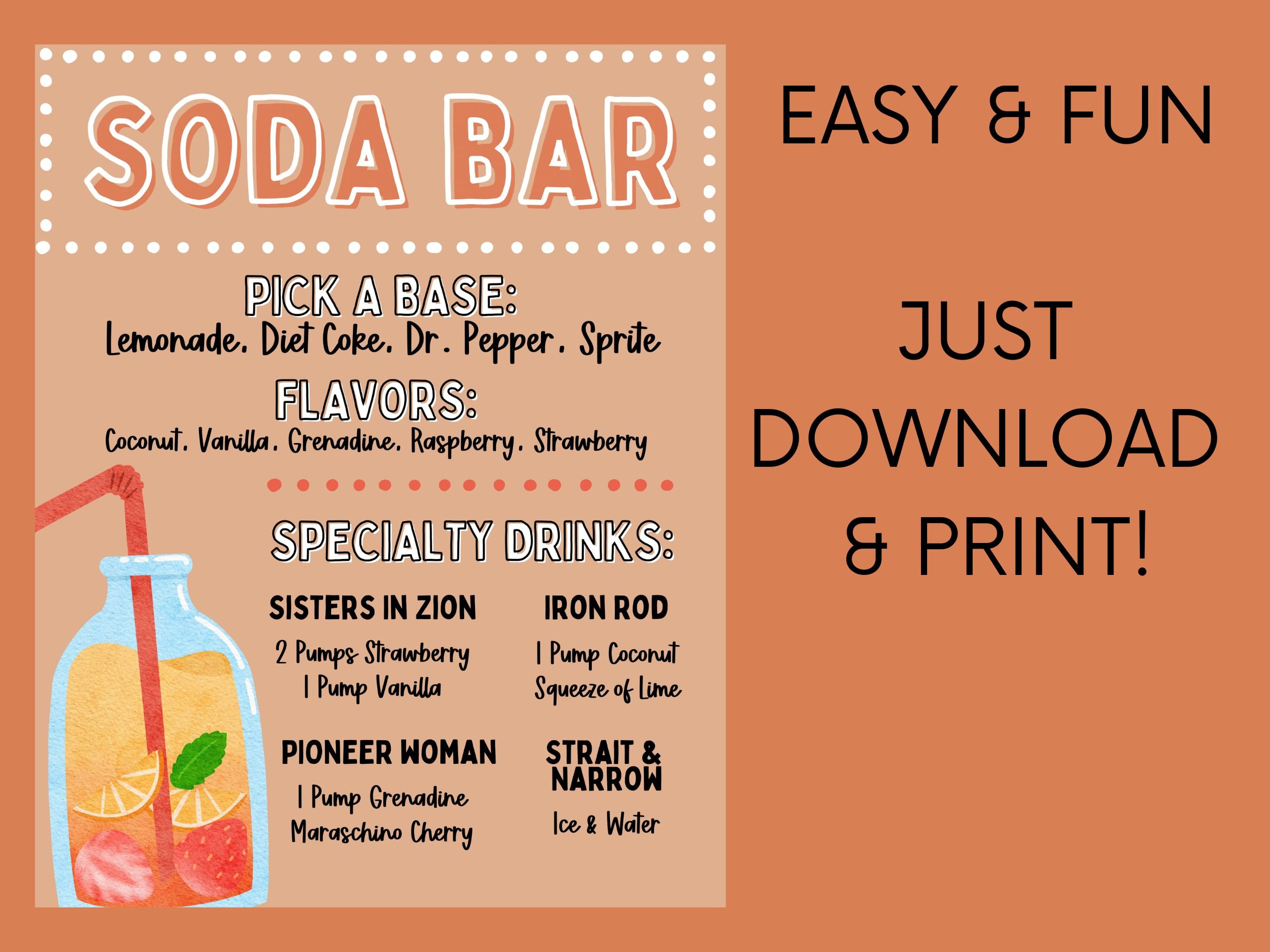 Soda Bar Menu, LDS Soda Bar, LDS Young Women, Relief Society, Young ...