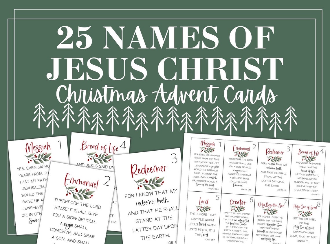 Christmas Advent-25 Names of Christ Printable Cards - Etsy