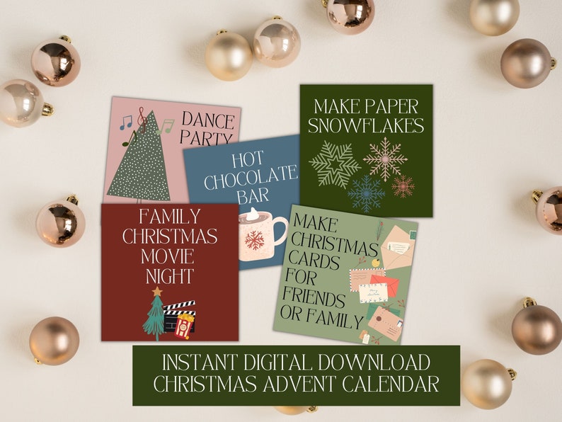 Christmas Advent Calendar Printable, Digital Christmas Advent Cards ...