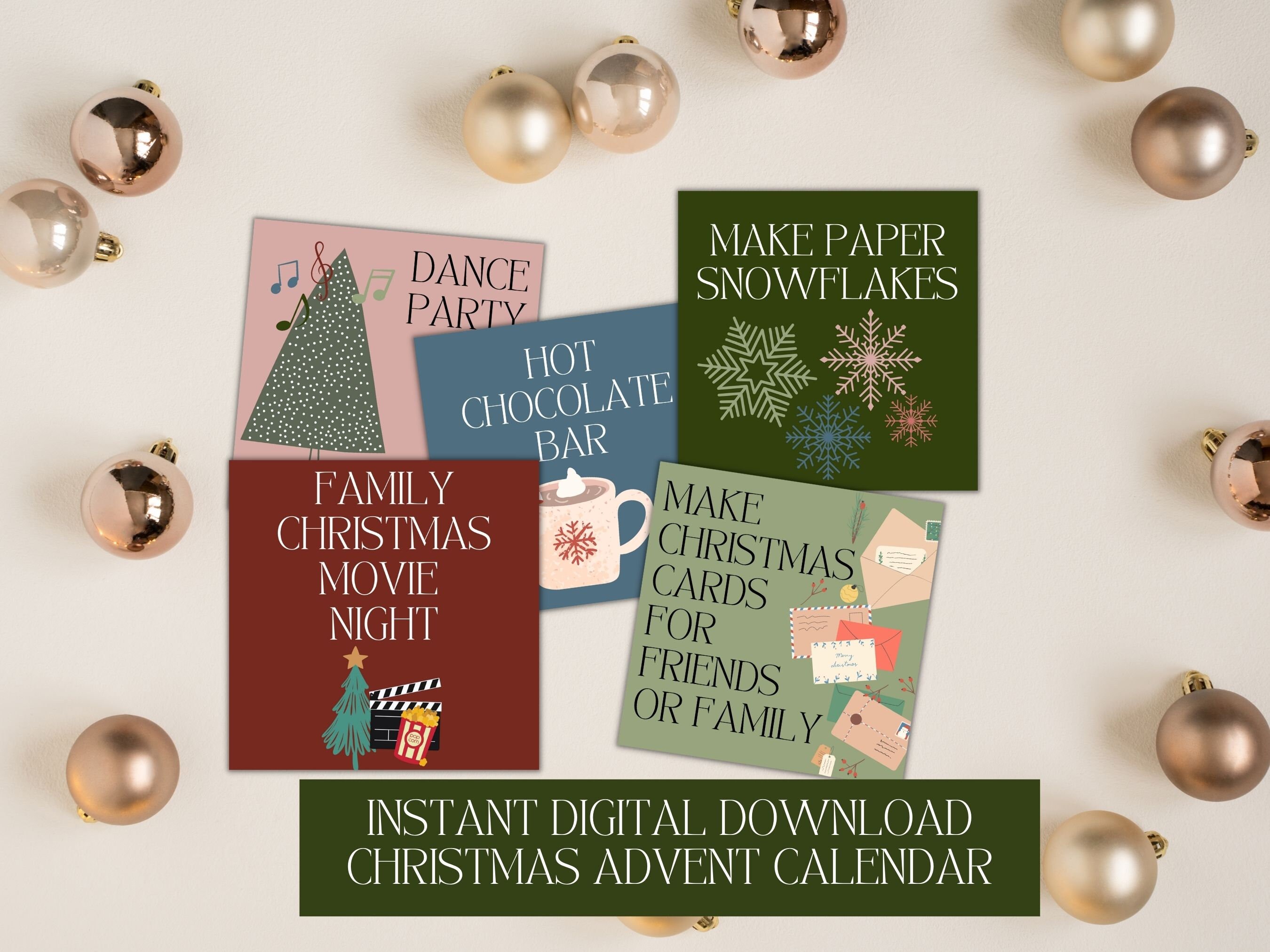 Christmas Advent Calendar Printable, Digital Christmas Advent Cards ...
