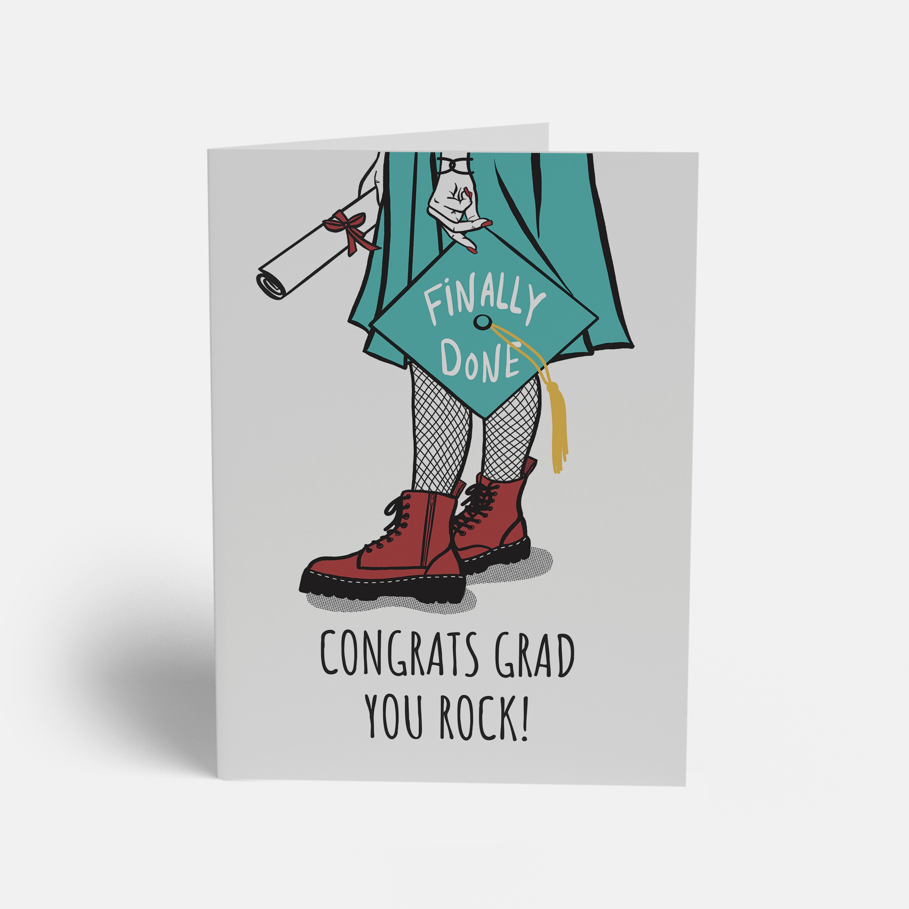 Graduation Card, Congrats Grad You Rock, Congratulations Greeting Card ...
