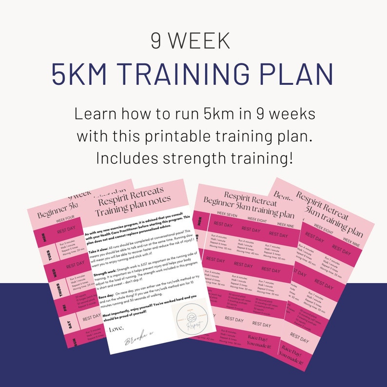 9-week Running Plan Printable | Learn to Run 5km | Digital Training ...