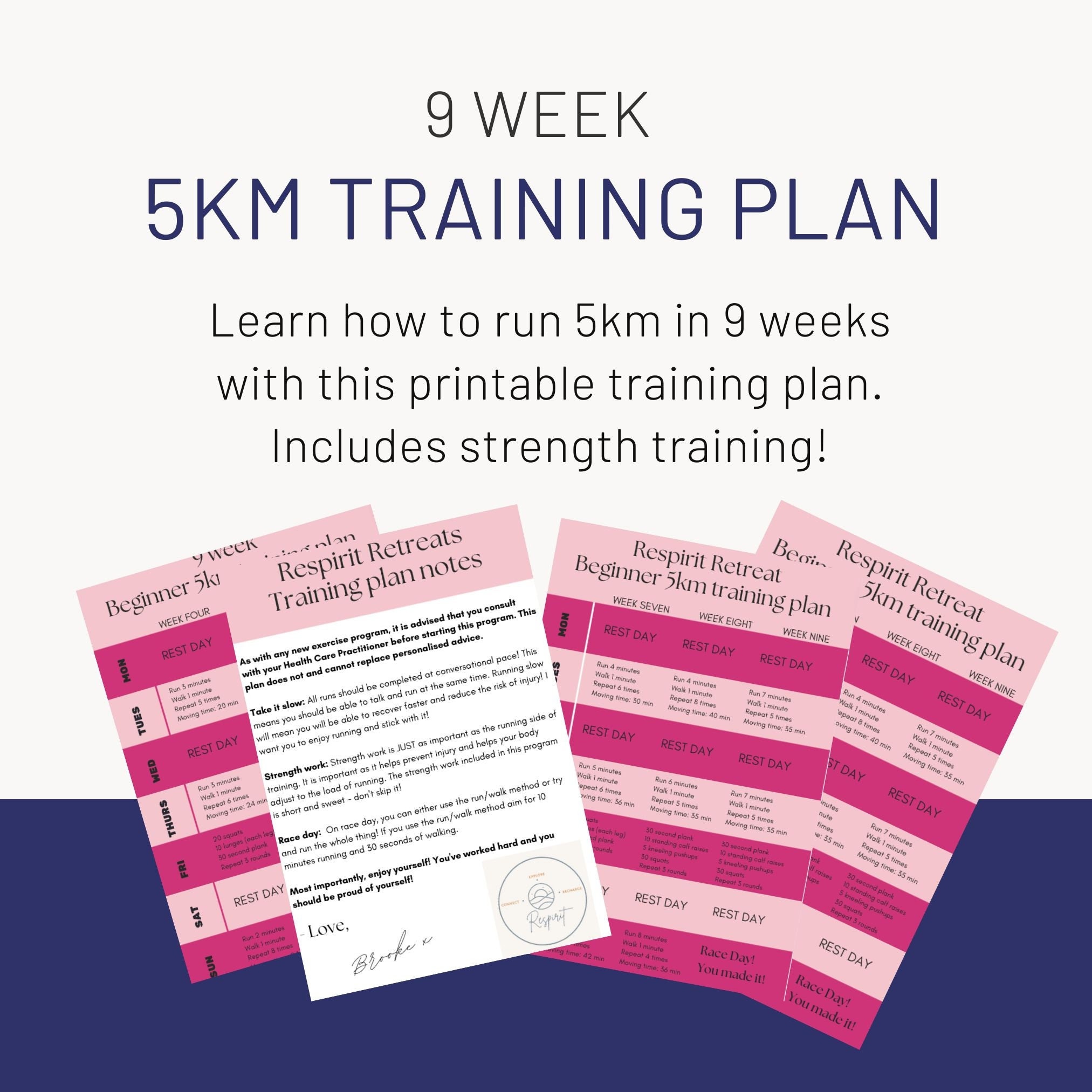 9-week Running Plan Printable | Learn to Run 5km | Digital Training ...