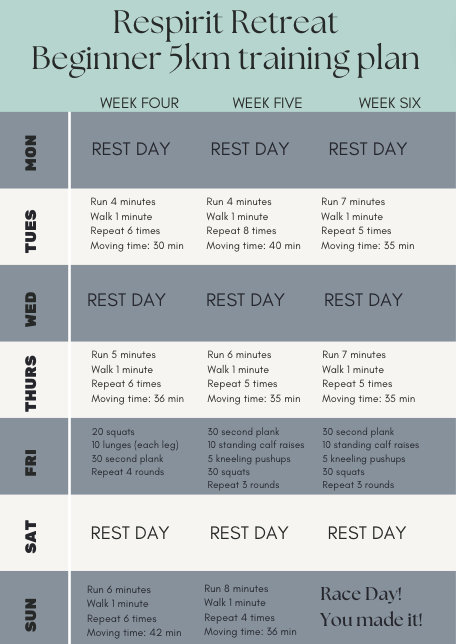 PRINTABLE 6 Week Running Training Plan to Run 5km - Etsy