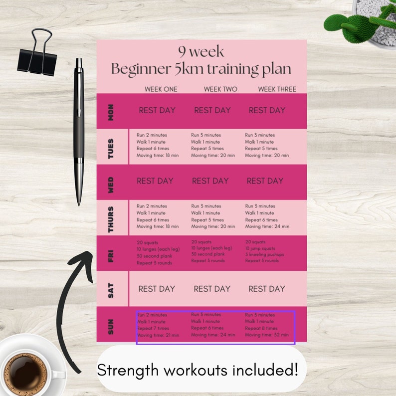 9-week Running Plan Printable Learn to Run 5km Digital Training Plan ...