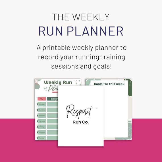 PRINTABLE Weekly Run Tracker and Training Log With Goals - Etsy