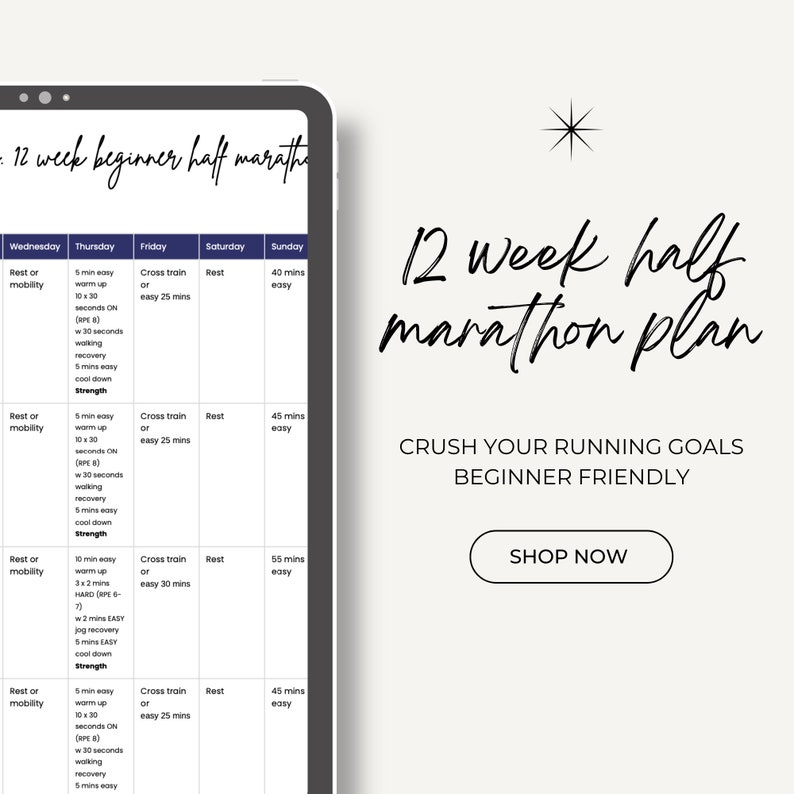 12-week Beginner Half Marathon Training Plan | Downloadable Running ...