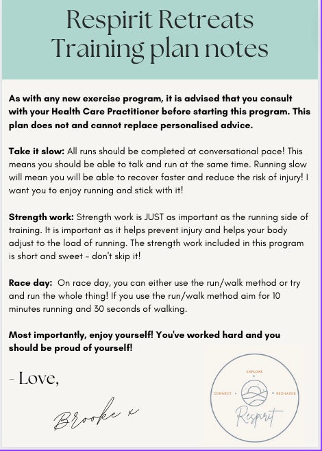 PRINTABLE 6 Week Running Training Plan to Run 5km - Etsy